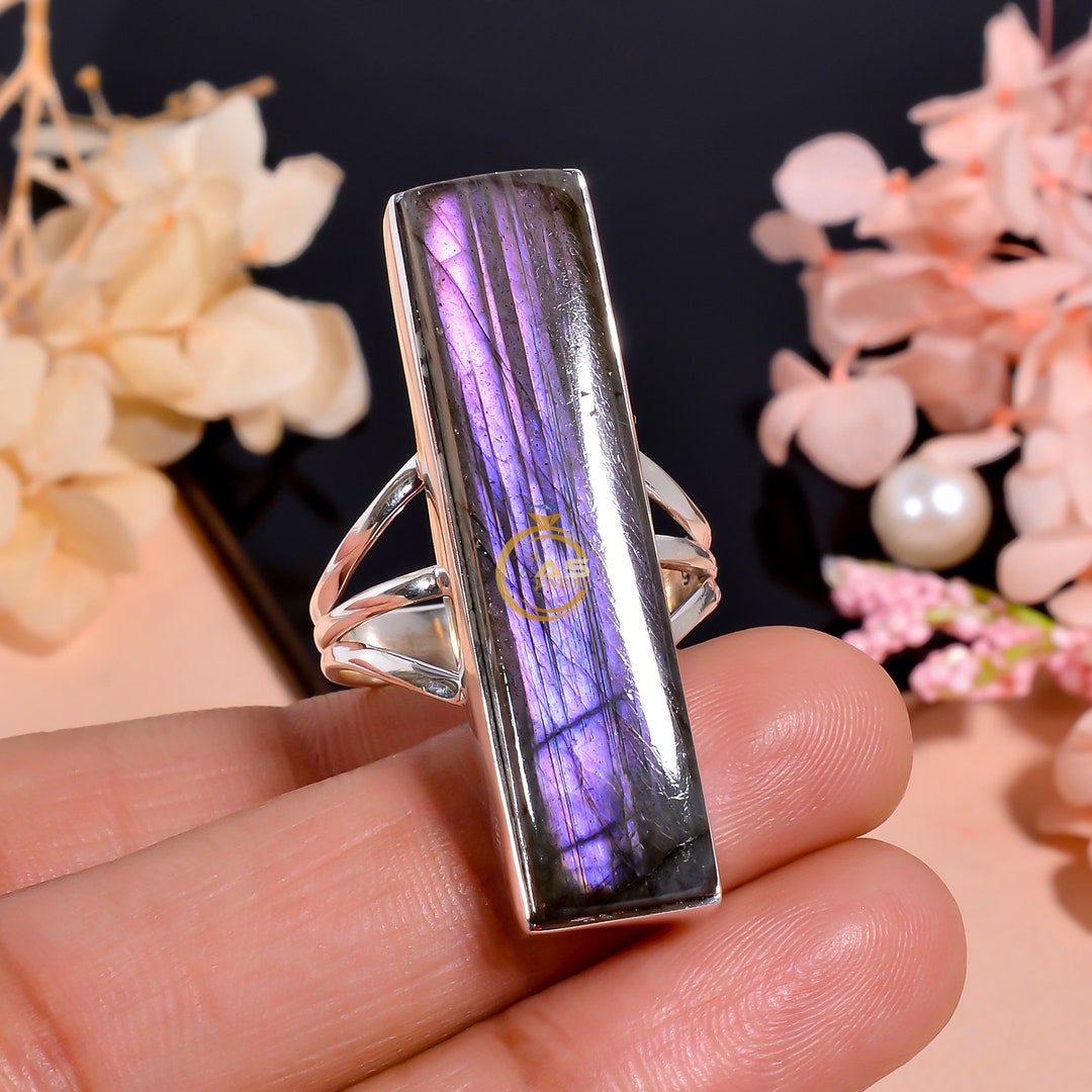 Purple Labradorite Ring Gemstone Ring 925 Sterling Silver Ring ...