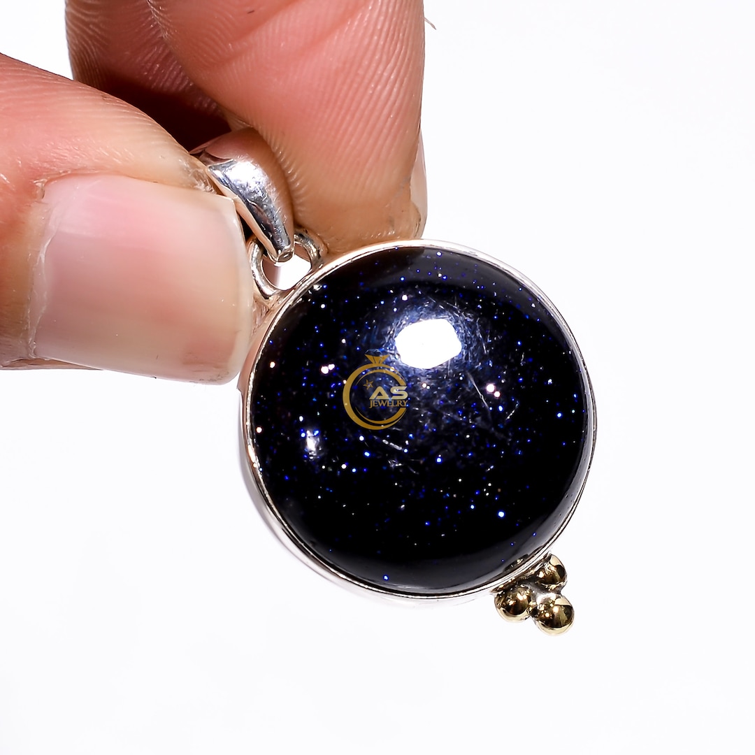 Genuine Blue Sunstone Pendant Sunstone Necklace 925 Sterling Silver ...