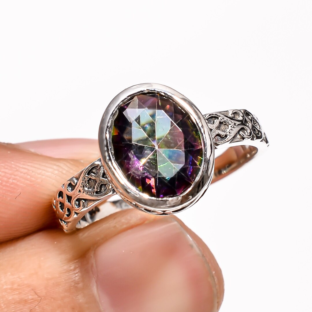 Mystic Topaz Ring, 925 Sterling Silver Ring, Gemstone Ring, Handmade ...