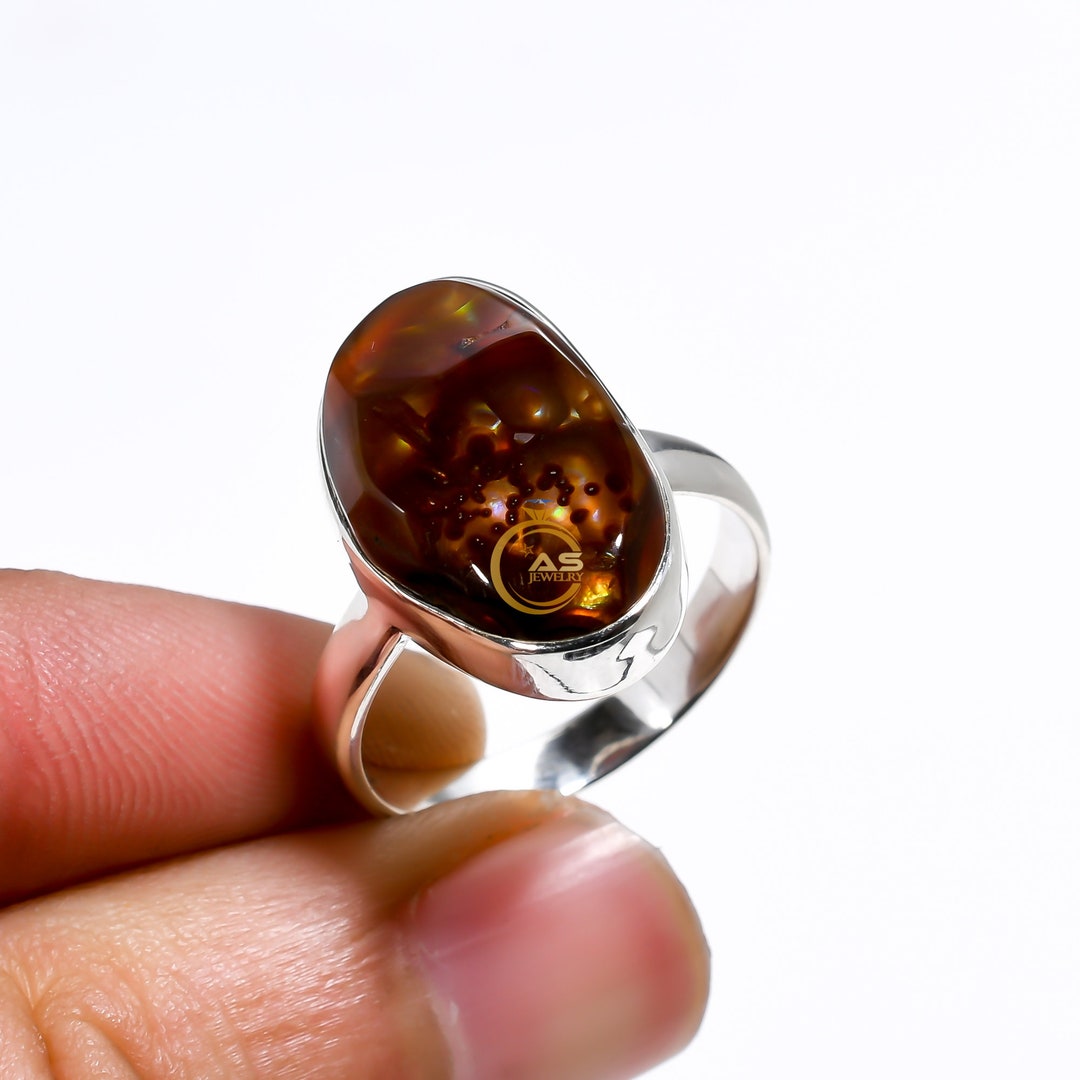 Fire Agate Ring Gemstone Ring 925 Sterling Silver Ring Statement Ring ...