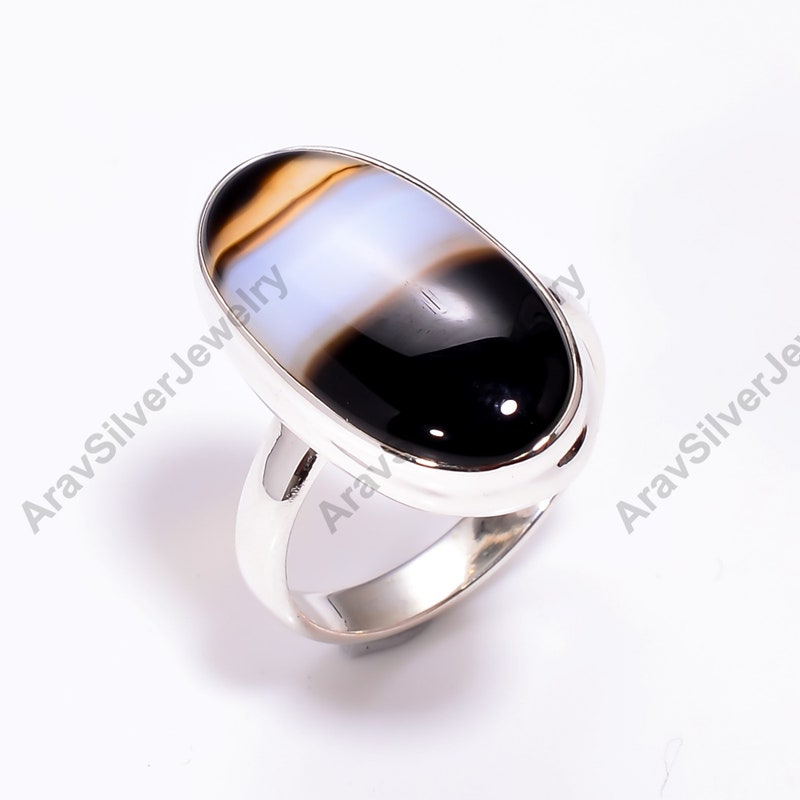 Banded Agate Ring - Etsy