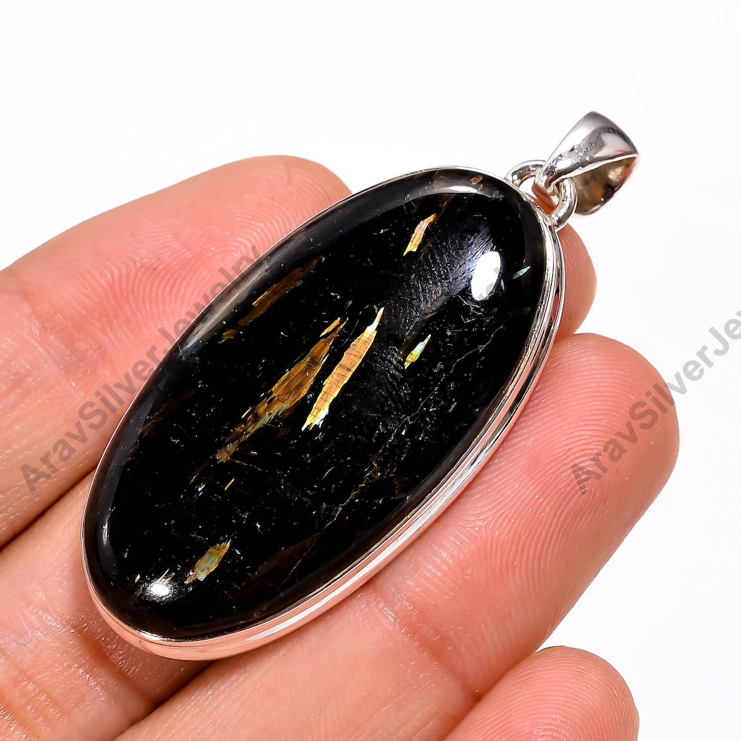 Handmade Nuummite Pendant: 925 Sterling Silver Gemstone Jewelry - Etsy
