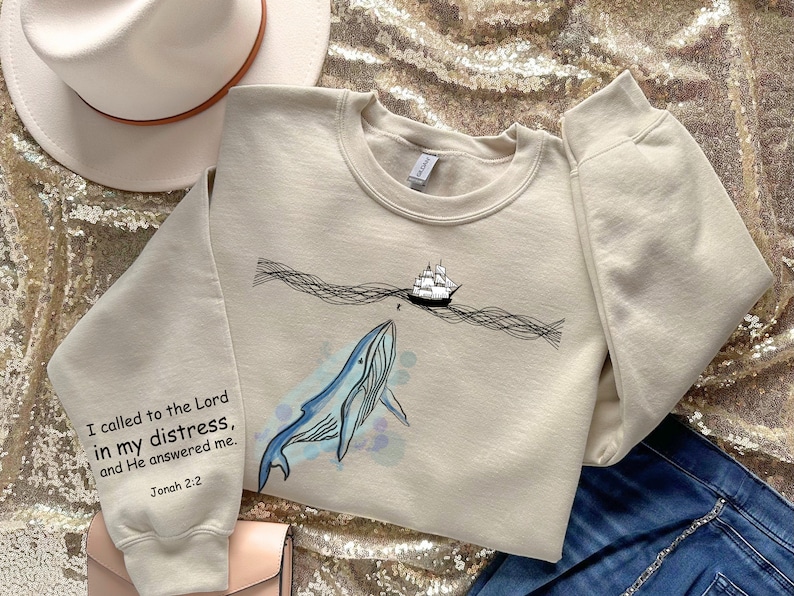 Jonah and the Whale PNG Sublimation, Bible Sleeve Print, Christian ...