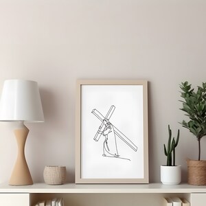 Machine Embroidery File Carry the Cross, Jesus Line Art , Minima; Bible ...
