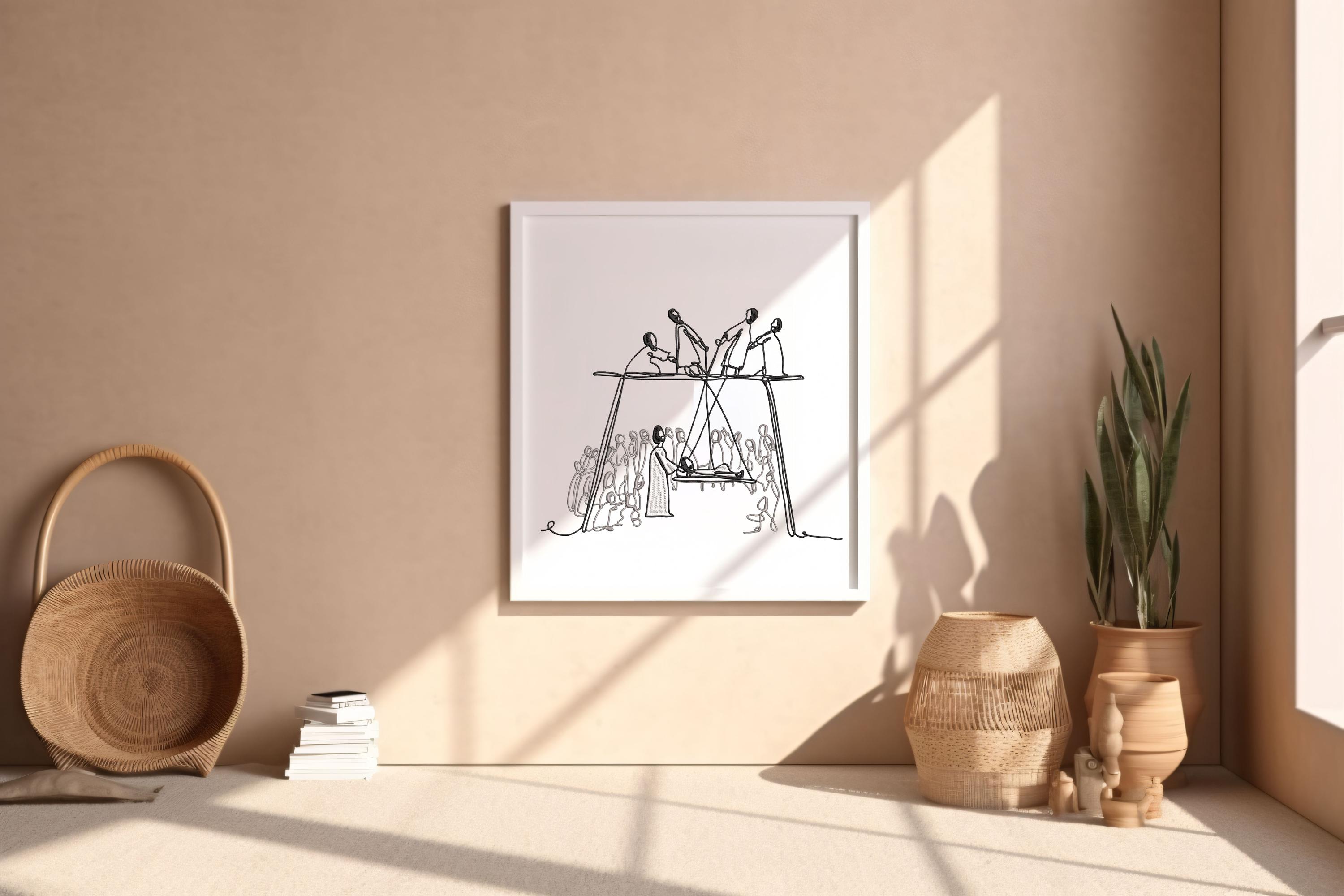 Jesus Healing Paralyzed Man PNG: Christian Line Art (digital Download ...