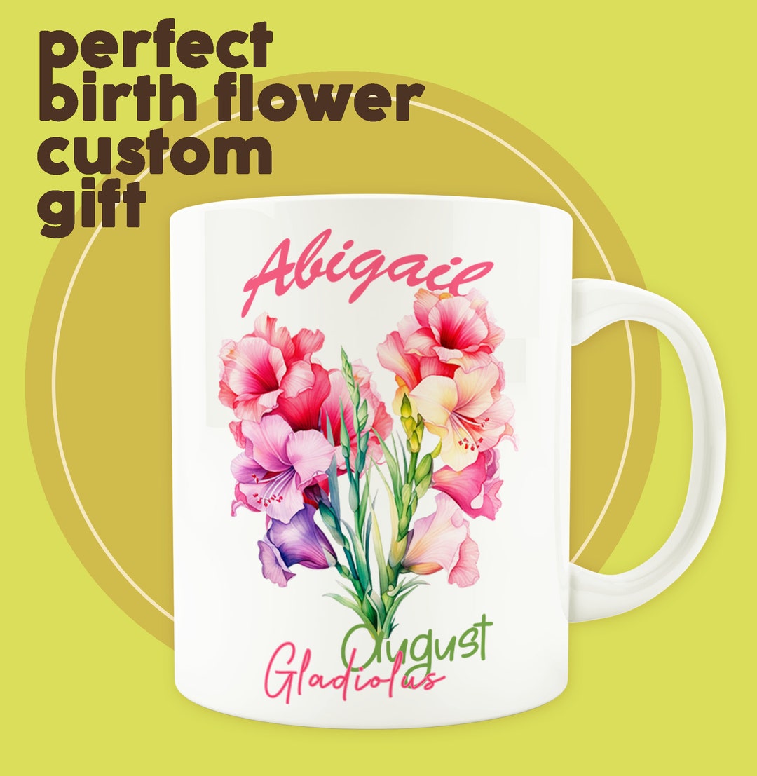 Custom Birth Flower Mug Personalized Birth Month Flower Mug Flower