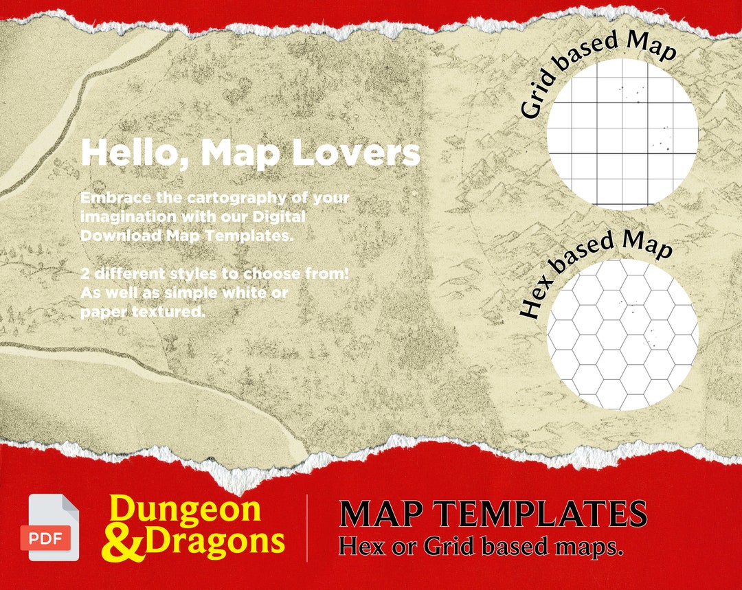 Dungeon and Dragons Map Template | Hex or Grid 5e Map Making - Etsy