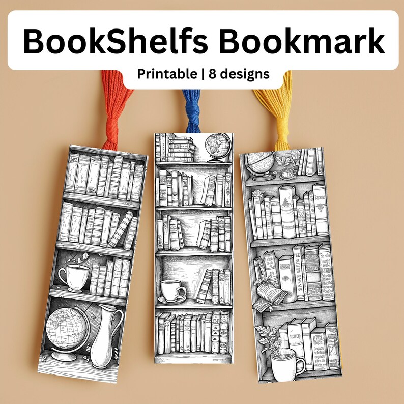 Creative Bookshelf Coloring Bookmark - Perfect Gift for Book Clubs and ...