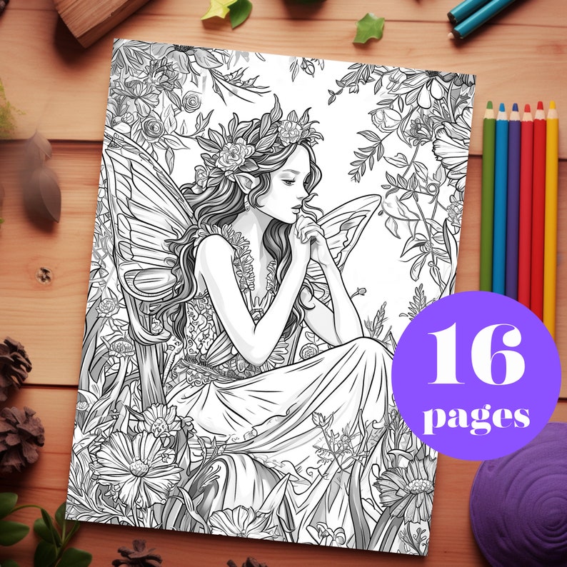 Enchanted Garden Fairy Coloring Page | Printable PDF for Kids & Adults ...