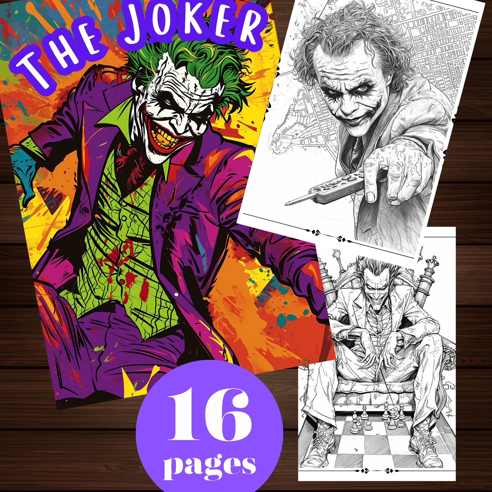 Joker Coloring Book – 18 Printable Gotham Villain Art Pages (digital ...