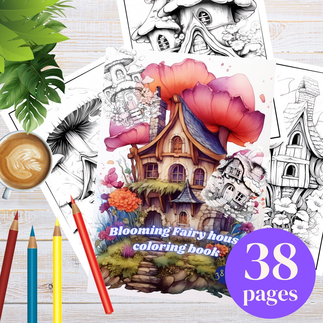 Fairy House Coloring Pages for Kids | Printable PDF With Magical Homes ...