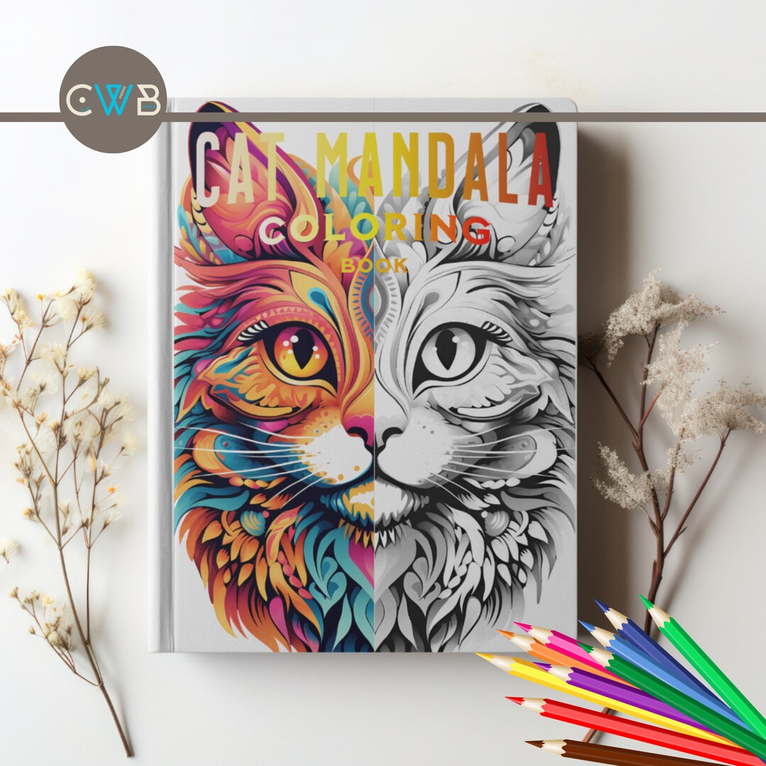 Cat Mandala Coloring Page for Cat Lover Gift Adult Fun Coloring Animal ...