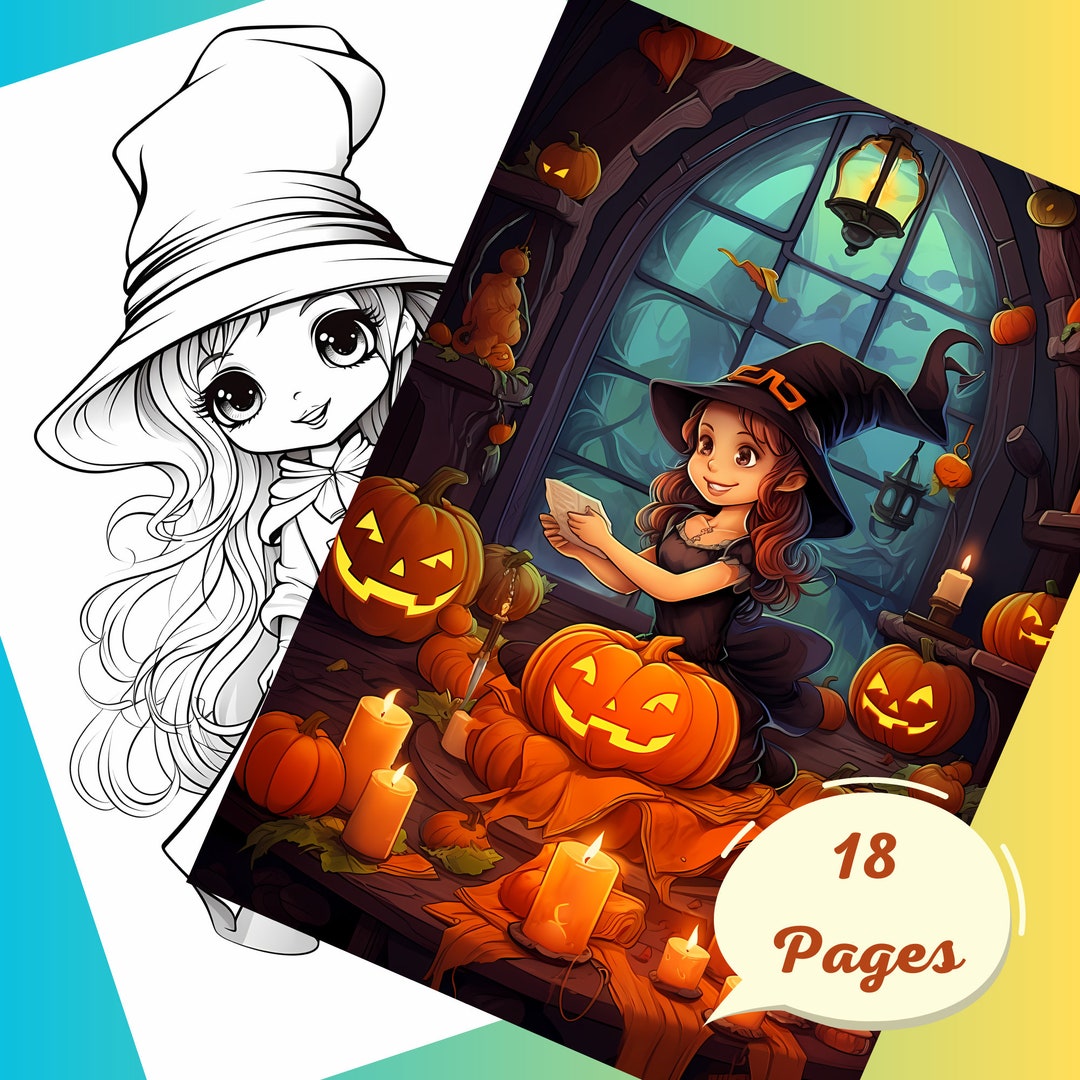 Halloween Witch Coloring Pages for Kids | Magical Costumes (PDF) - Etsy