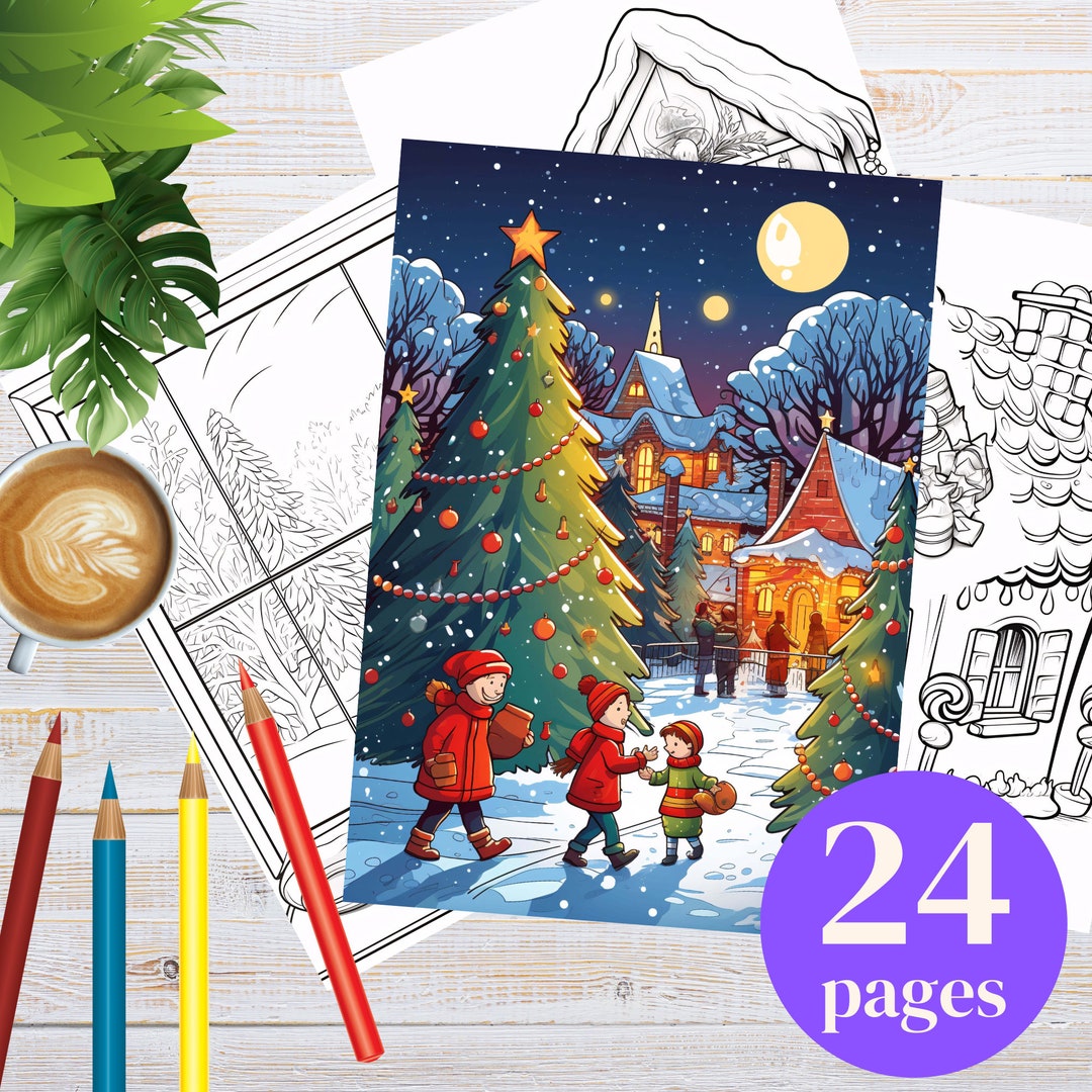 Christmas Coloring Pages for Kids Printable – 24 Festive Holiday Sheets ...