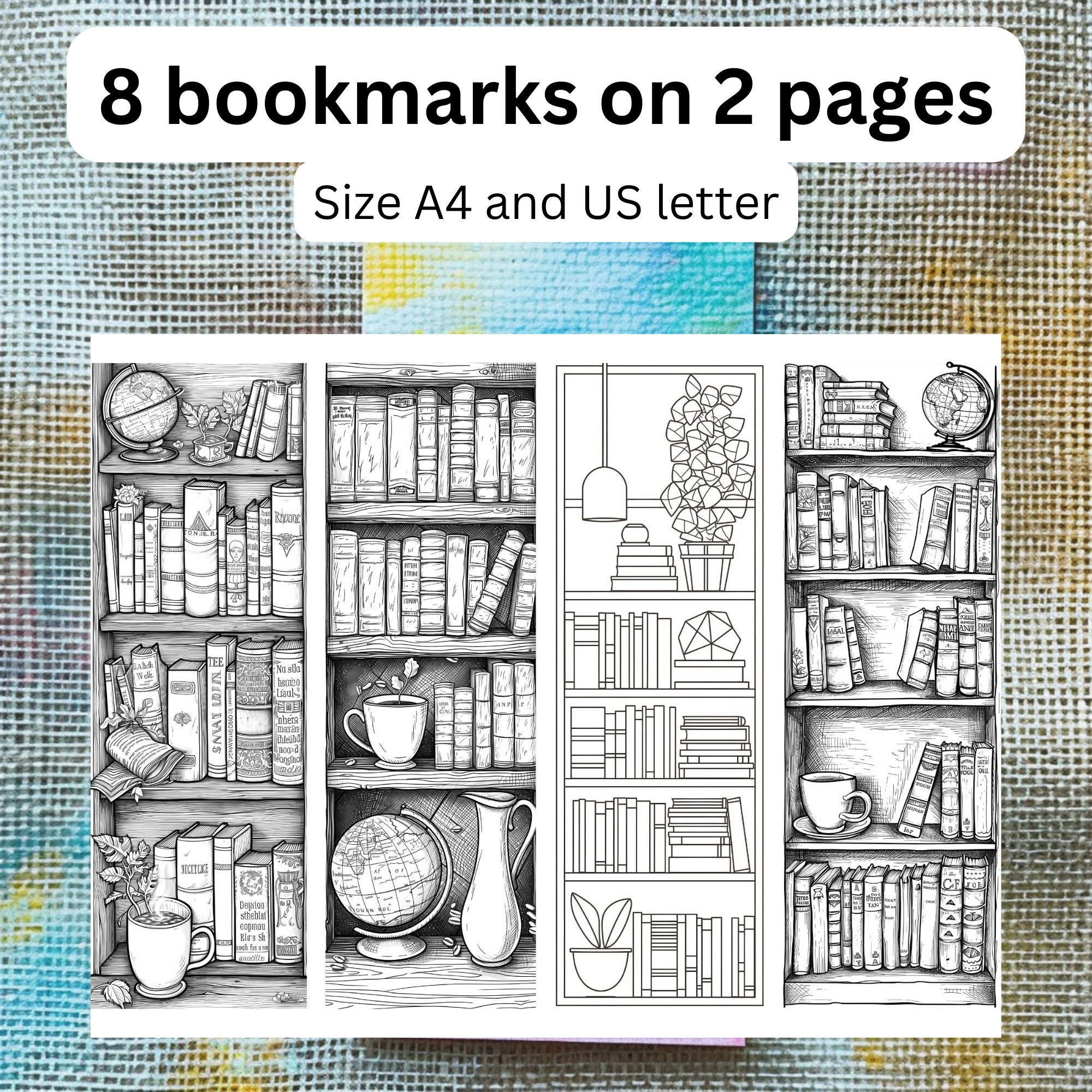 Creative Bookshelf Coloring Bookmark - Perfect Gift for Book Clubs and ...