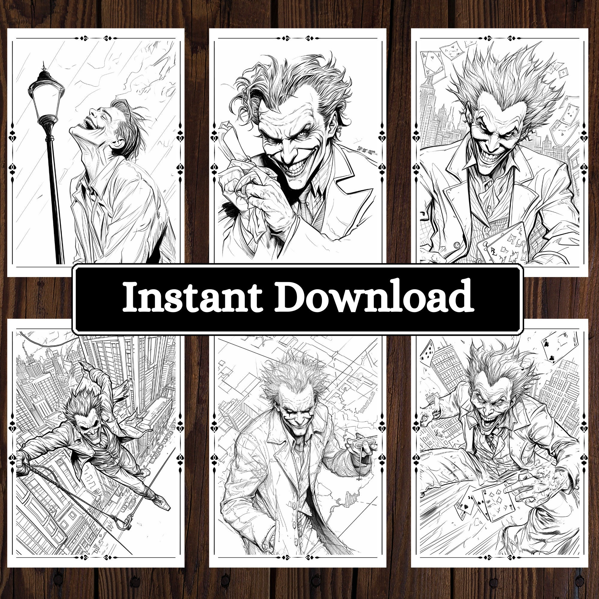 Joker Coloring Book – 18 Printable Gotham Villain Art Pages (digital ...