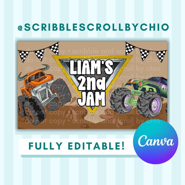 Monster Jam Party Banner - Etsy