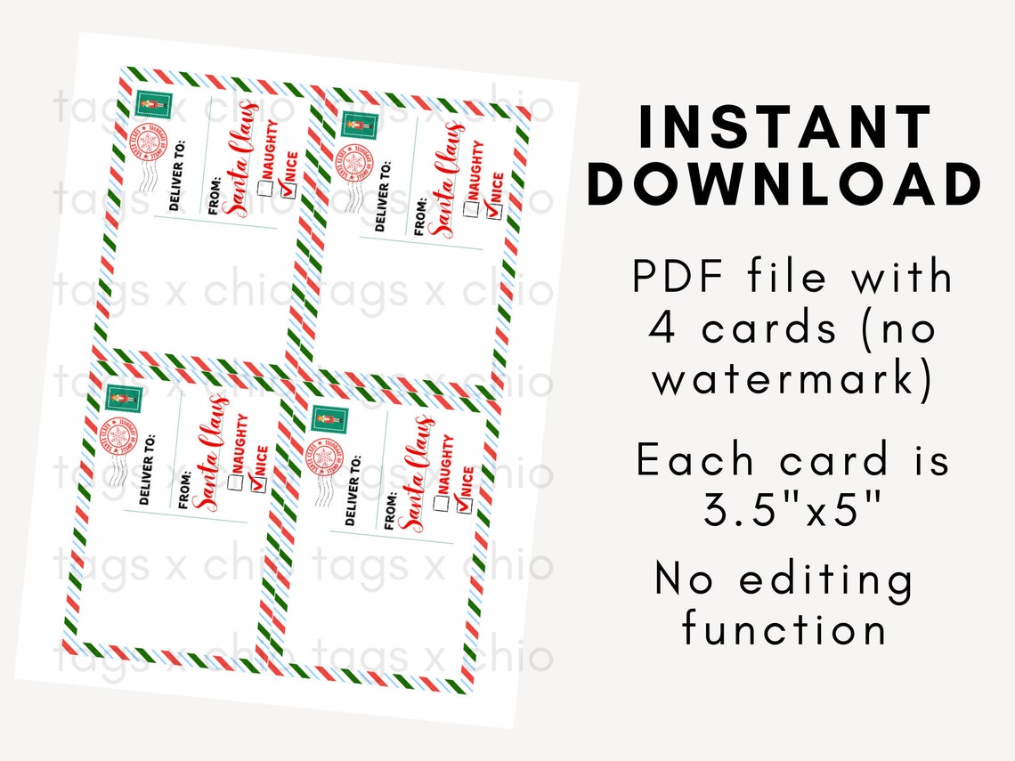 Christmas Cookie Card, Santa Mail Card, Christmas Postcard Northpole ...