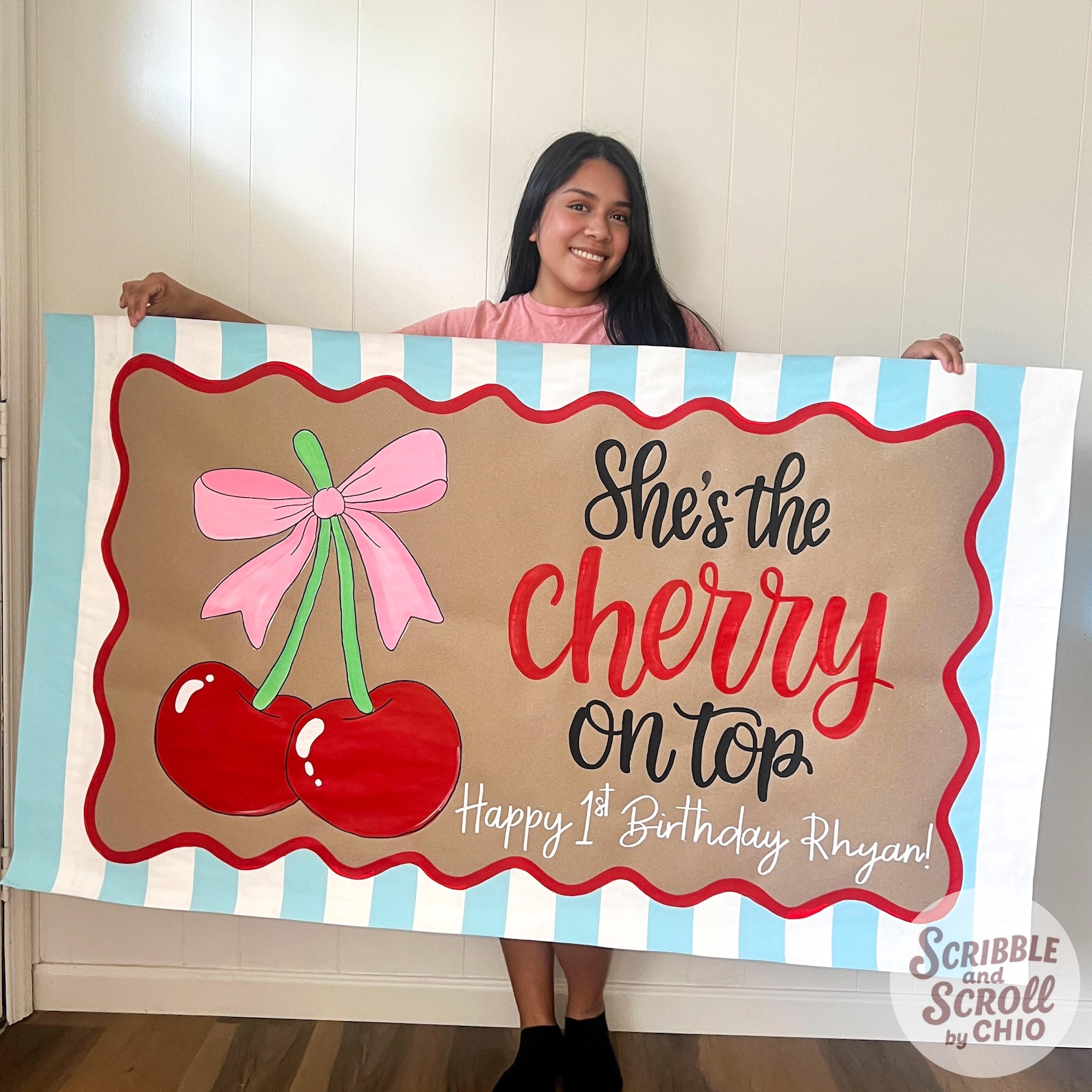 Custom Hand Painted Party Banner, She's the Cherry on Top - Etsy