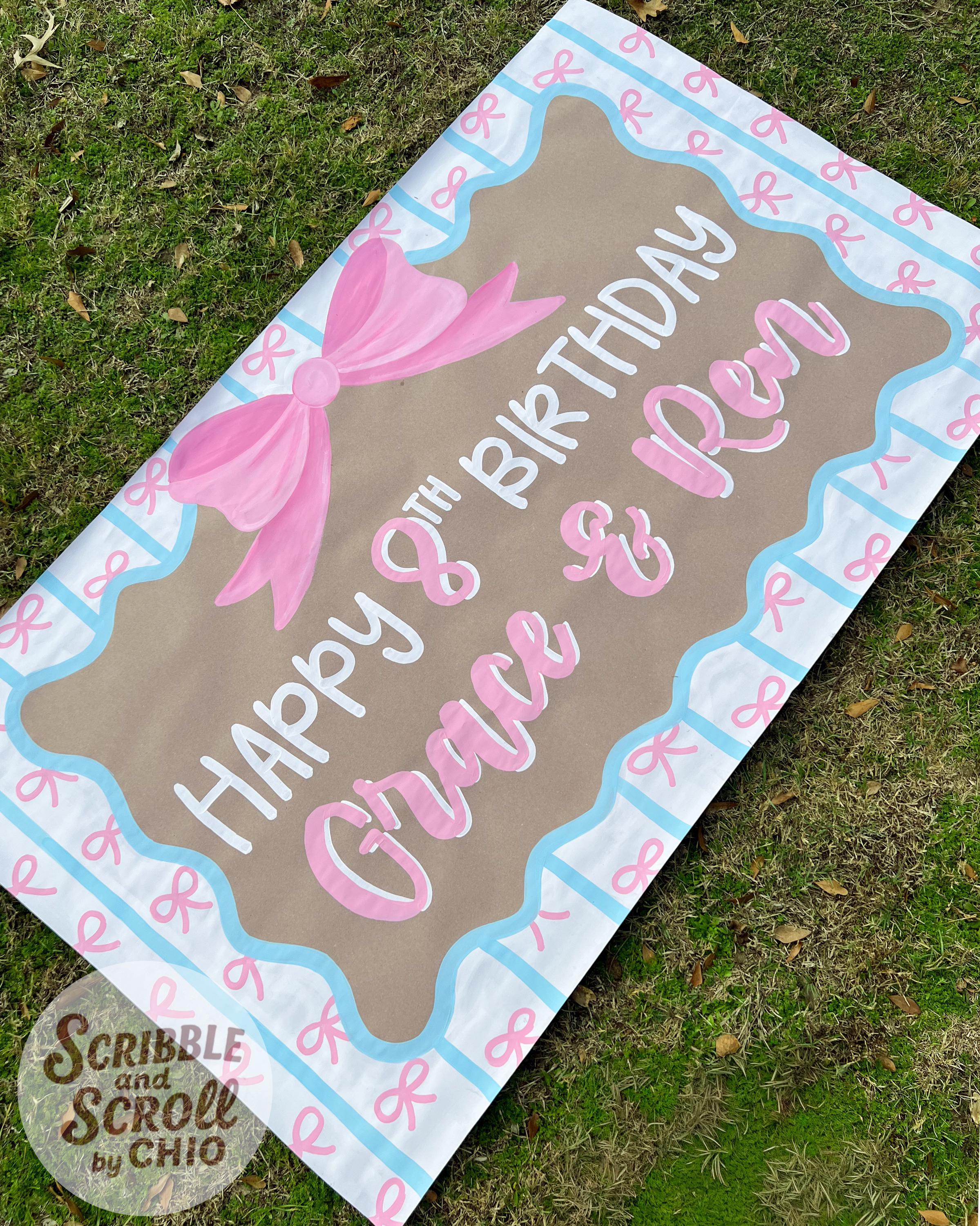 Custom Hand Painted Birthday Banner, Bows Theme - Etsy