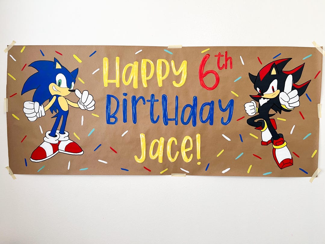 Custom Hand Painted Banner, Birthday Banner, Sonic the Hedgehog Banner ...
