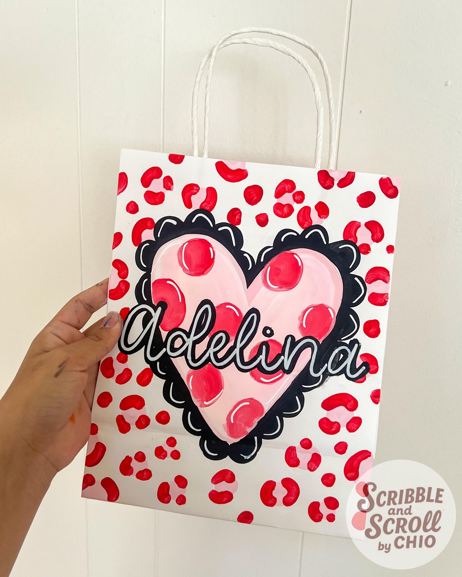 Personalized Valentine Gift Bag | Hand Painted | Custom Name Treat Bag ...