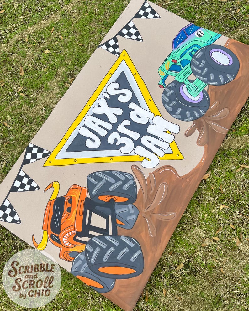 Editable Monster Jam Birthday Banner | Canva Template | Monster Truck ...