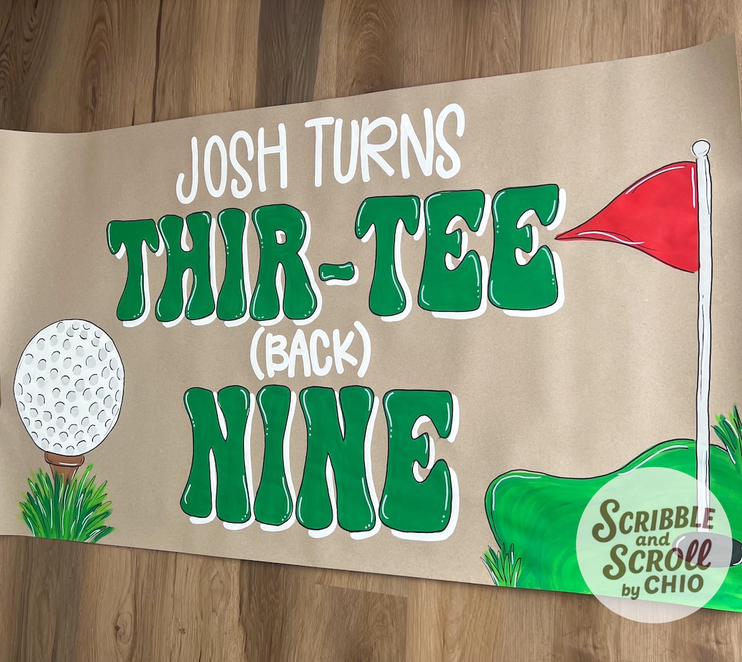 Hand Painted Golf Birthday Banner, Custom Party Decor - Etsy