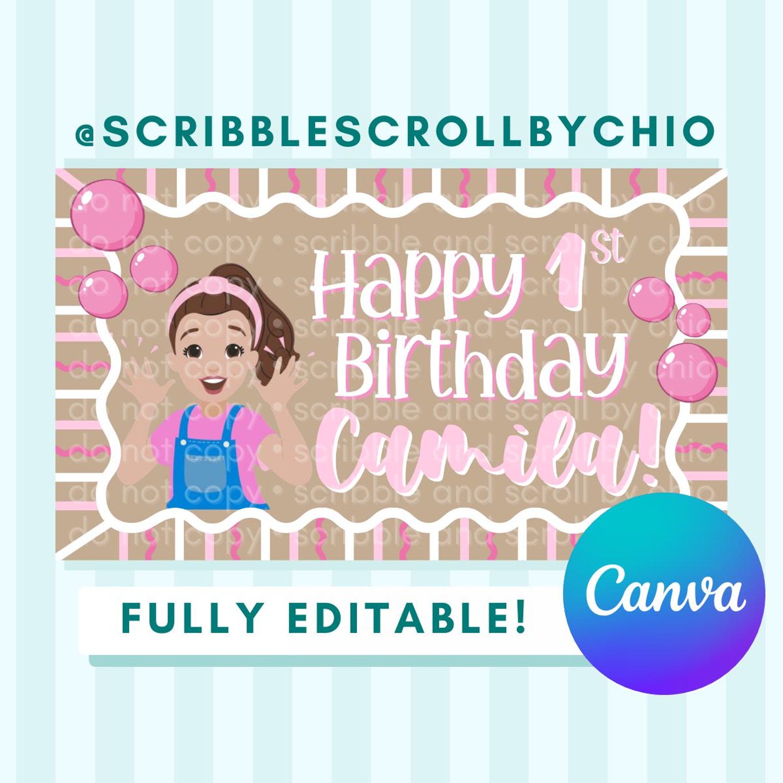 Ms Rachel Banner Template | DIGITAL FILE | Birthday, Canva Editable ...