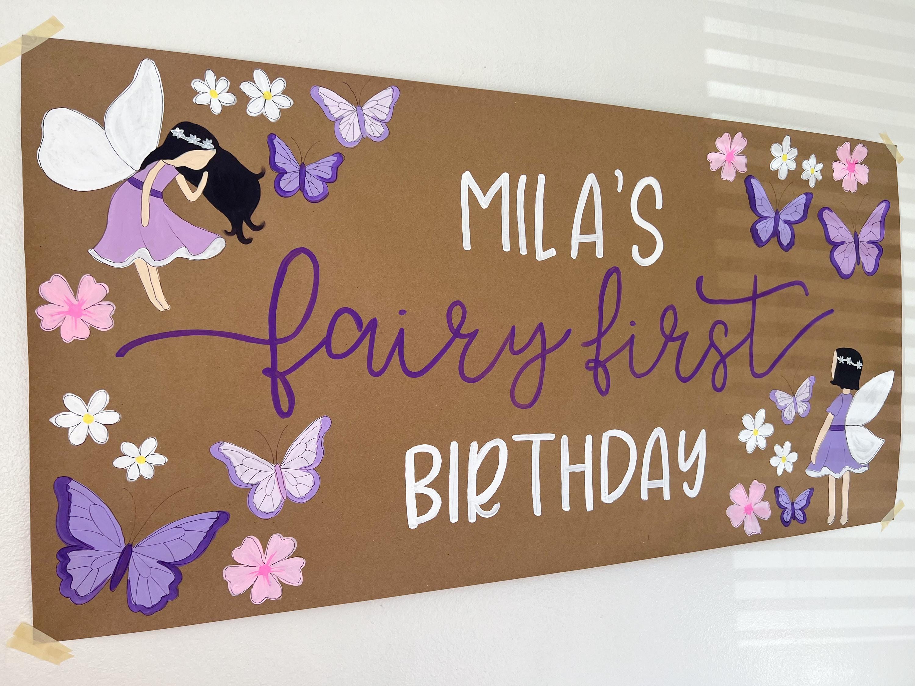 Custom Hand Painted Banner, Birthday Banner, Fairy First Birthday ...