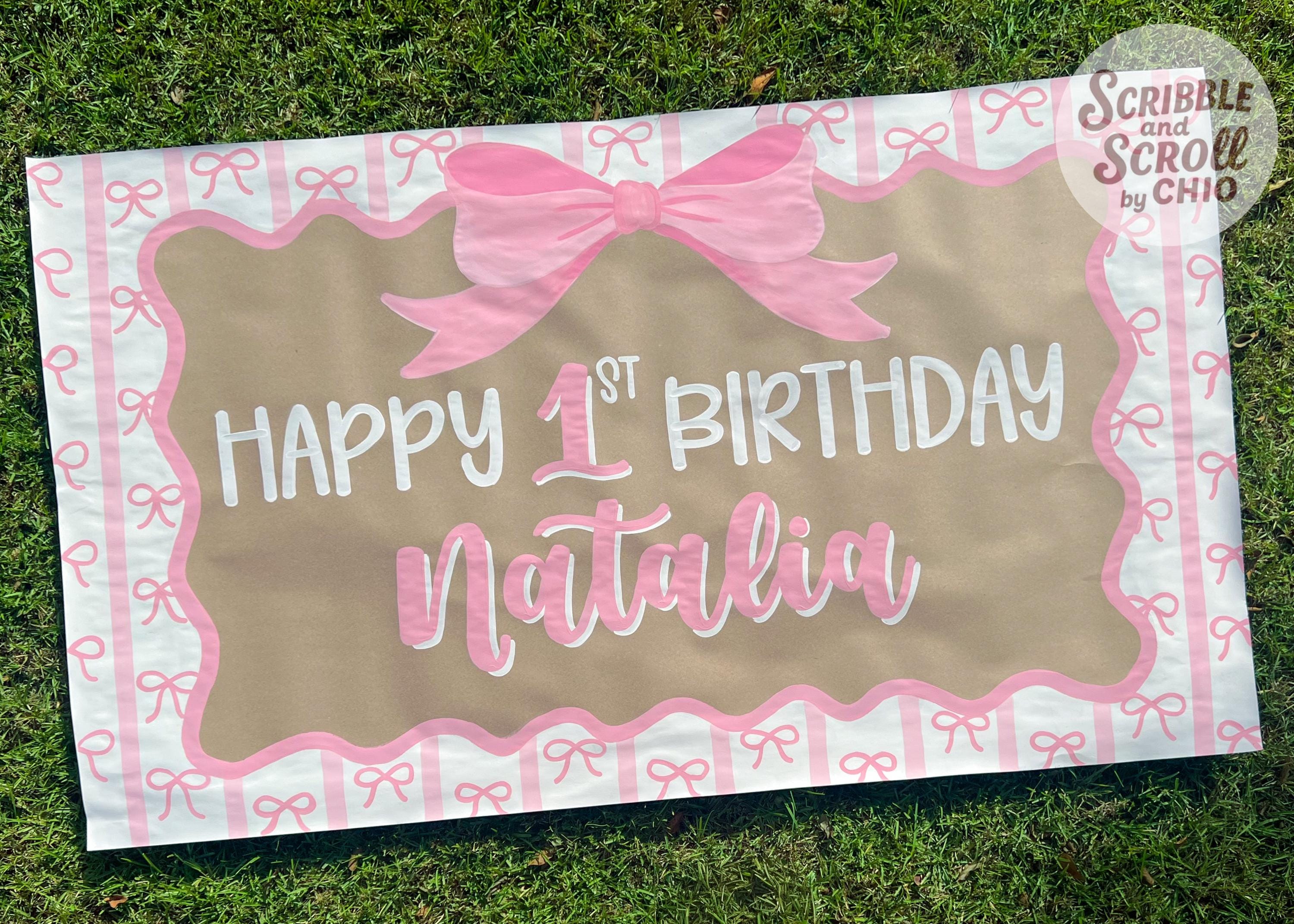Custom Hand Painted Birthday Banner, Bows Theme - Etsy