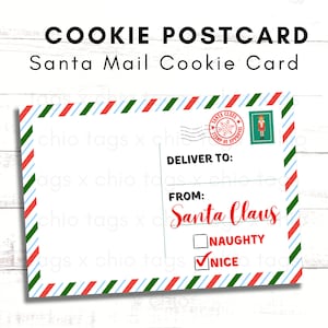 Christmas Cookie Card, Santa Mail Card, Christmas Postcard Northpole ...