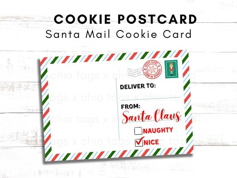 Christmas Cookie Card, Santa Mail Card, Christmas Postcard Northpole ...