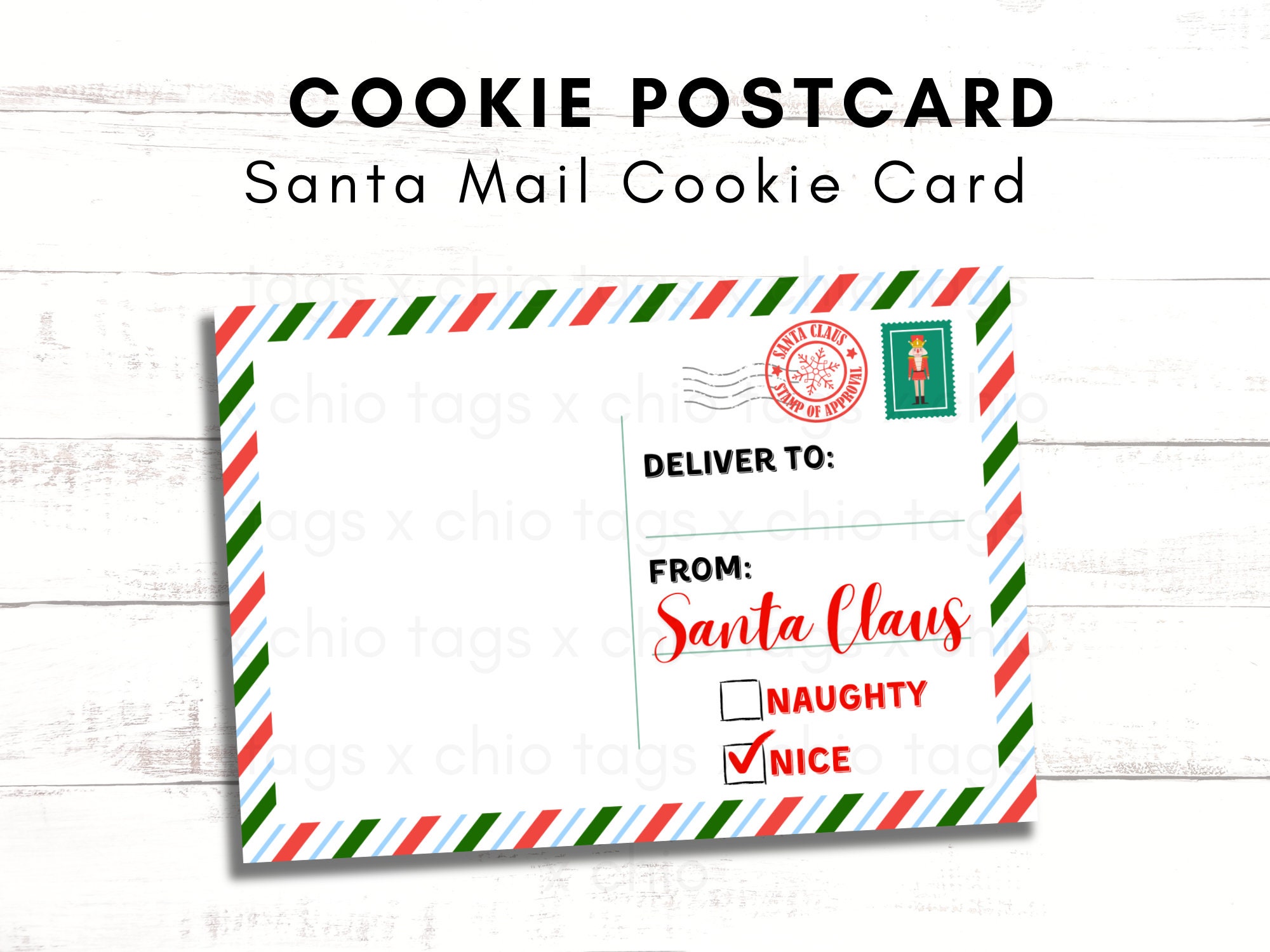 Christmas Cookie Card, Santa Mail Card, Christmas Postcard Northpole ...
