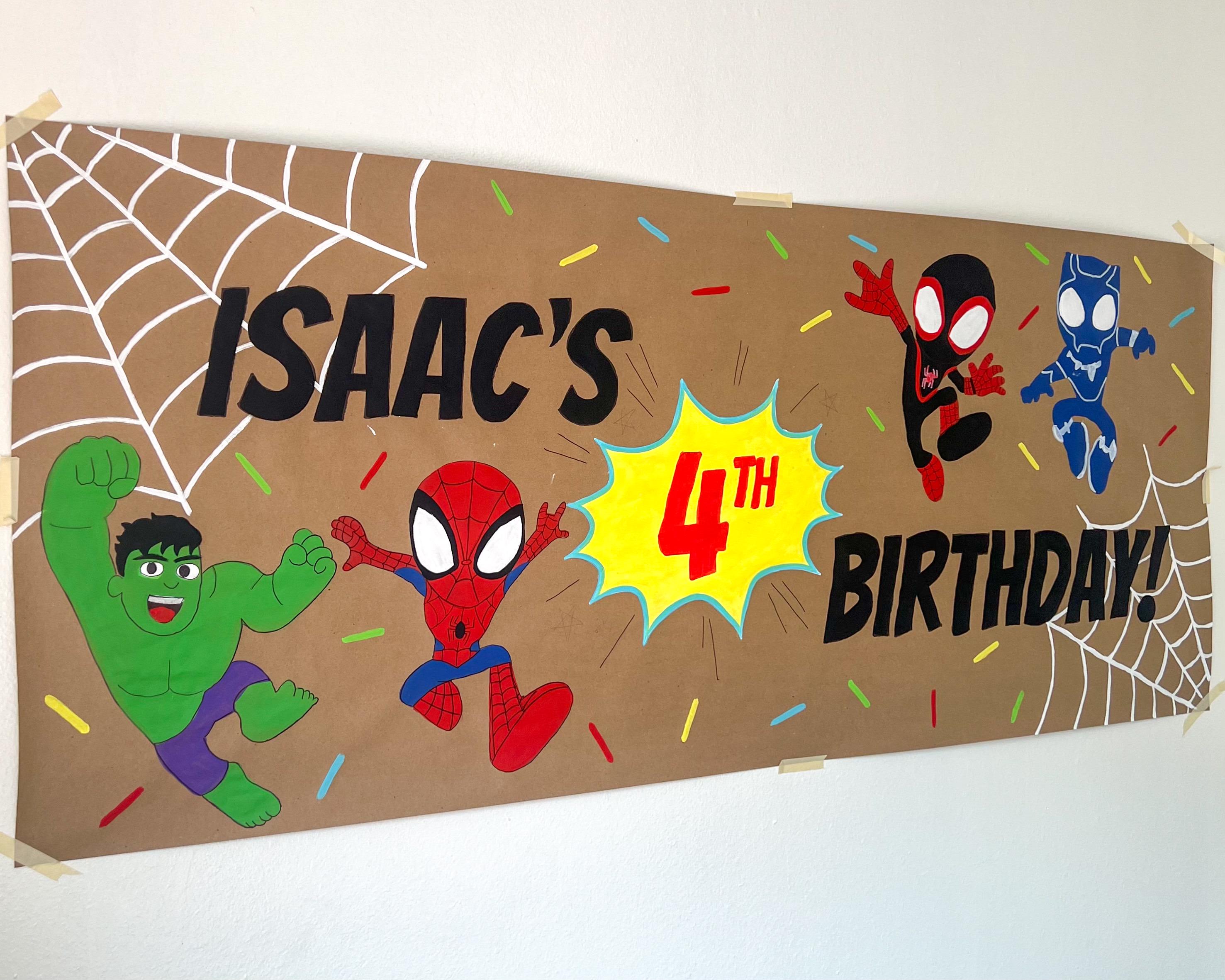 Custom Hand Painted Banner, Birthday Banner, Spidey Birthday Banner ...