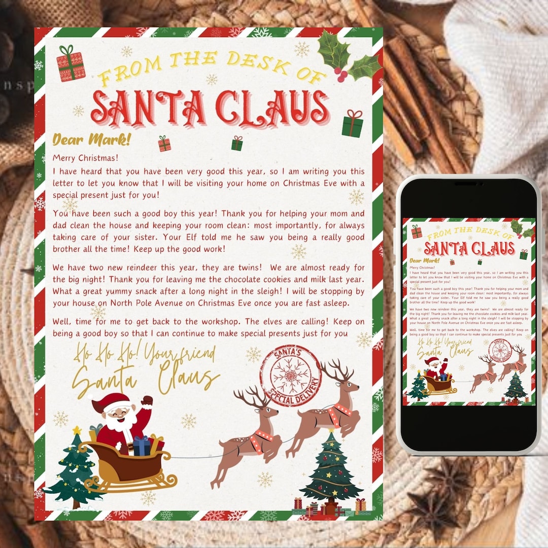 Editable Personalized Letter From Santa Claus From the Desk of - Etsy