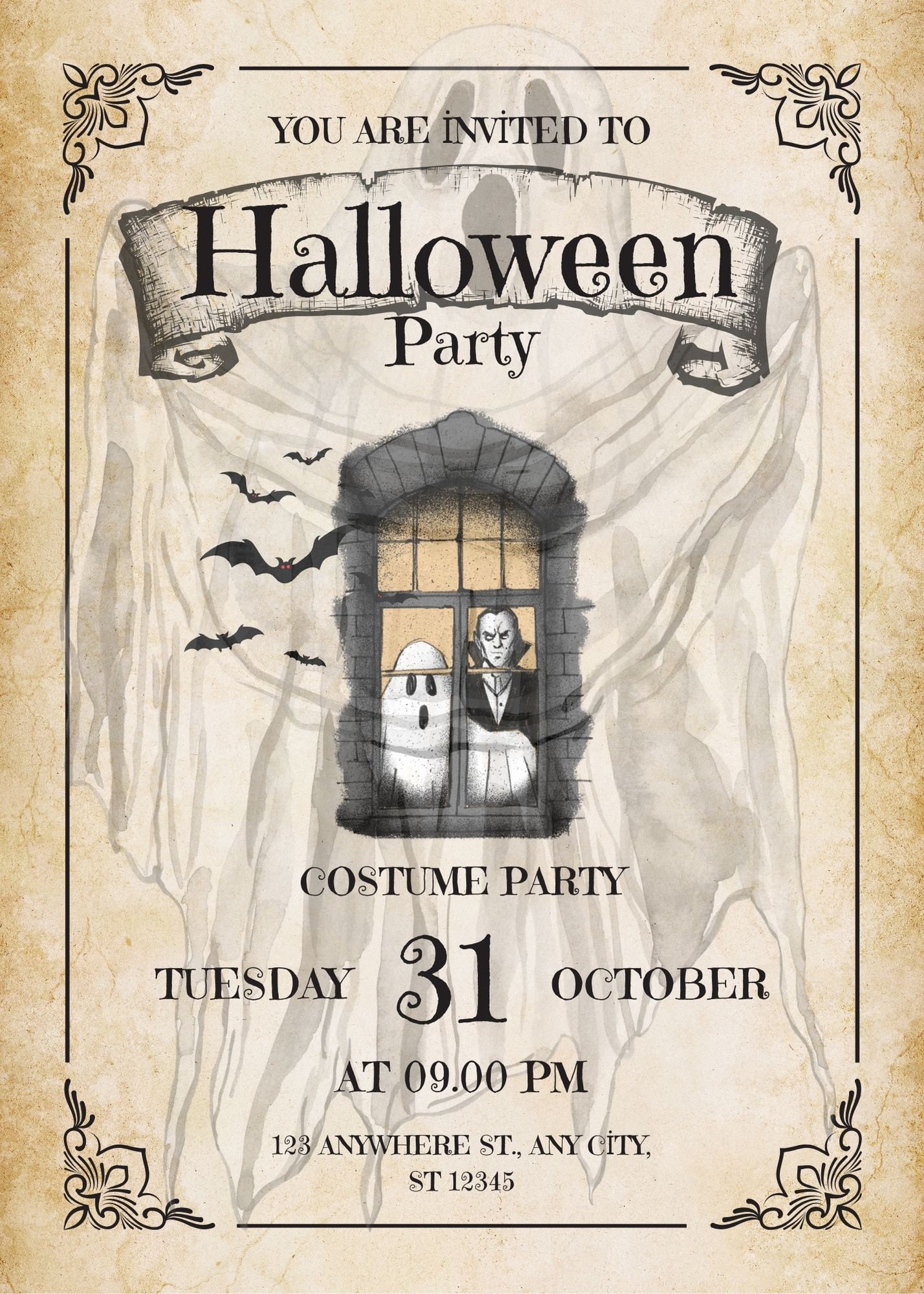 Vintage Halloween Invitations Halloween Party Invite Halloween Costume ...