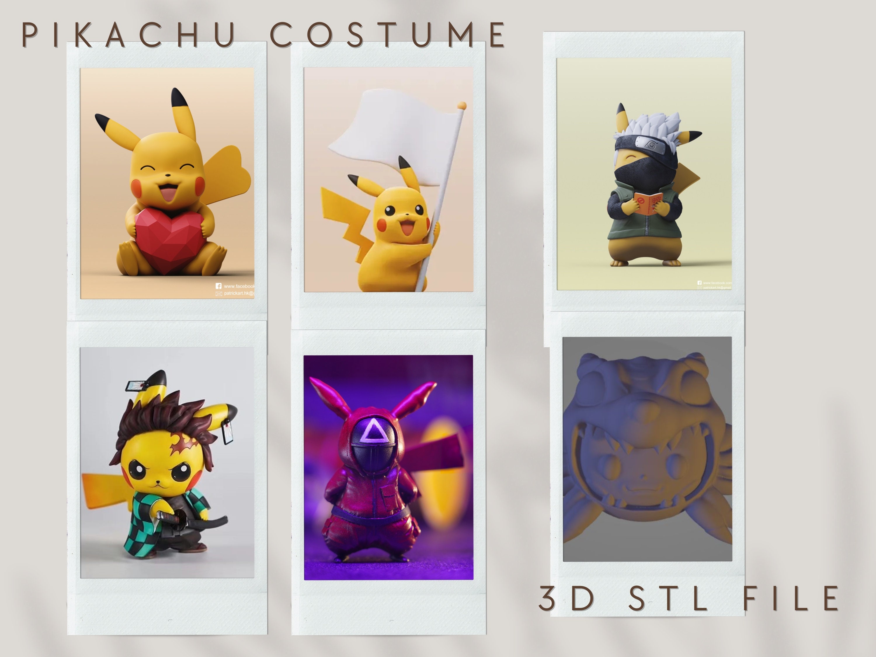 Pokemon Cute Pikachu in Costume 3dprintable Designs Bundle STL Packs 3D ...
