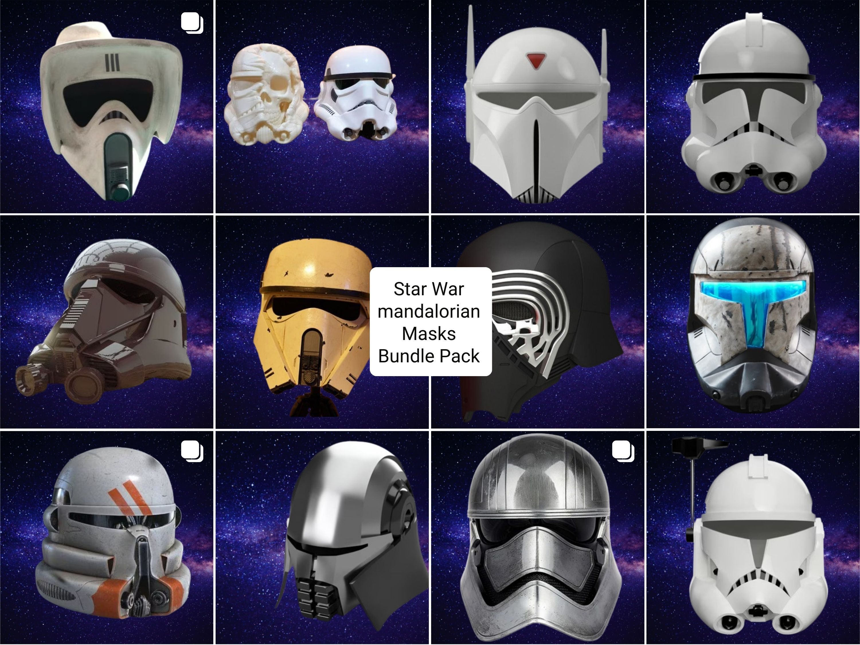 16 Star Wars Mandalorian Masks Bundle Wearable & 3D Printed Cosplay ...