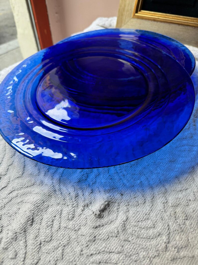 Blue Vintage Murano Glass Plates, Handmade Italian Tableware, Colorful ...