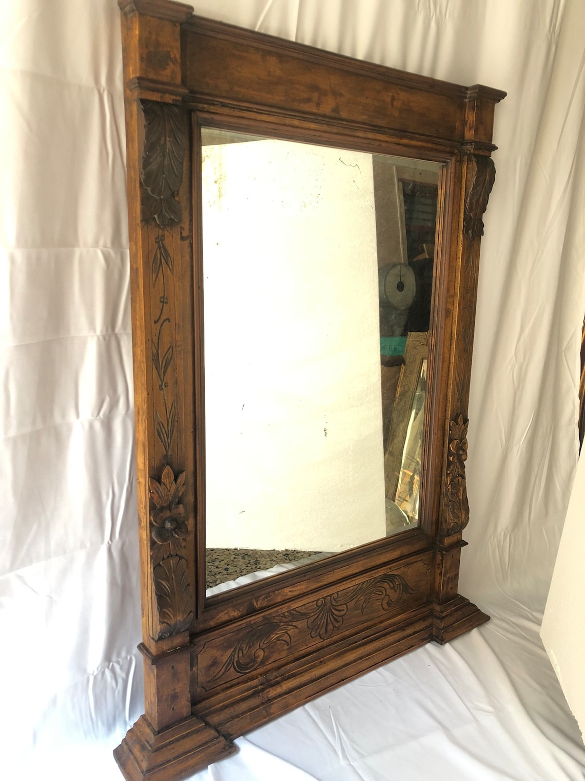 Antique Wood Mirror for Wall Decor, Vintage Home Accents, Handmade ...