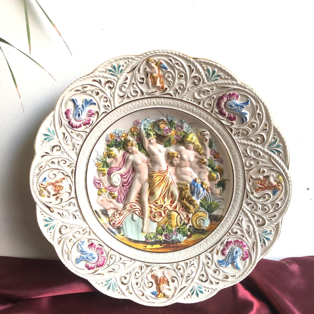 Vintage Capodimonte, Plate With Cherubs, Ceramic Art, Home Decor - Etsy