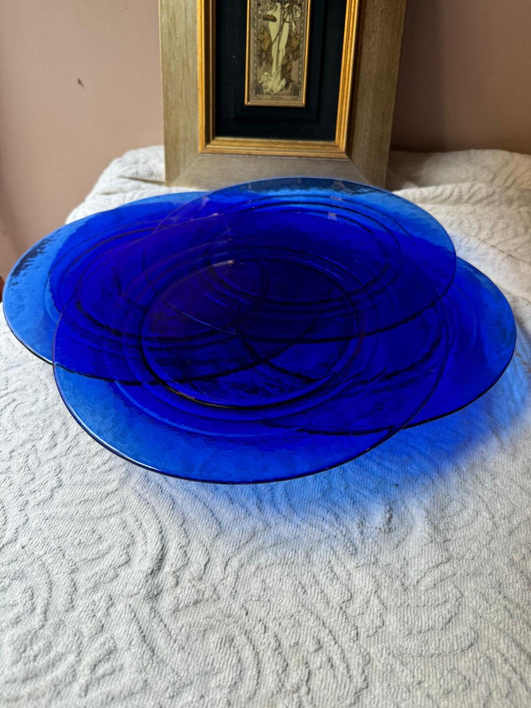 Vintage Murano Glass Plates Set, Blue Glass Plates, Retro Dining Decor ...