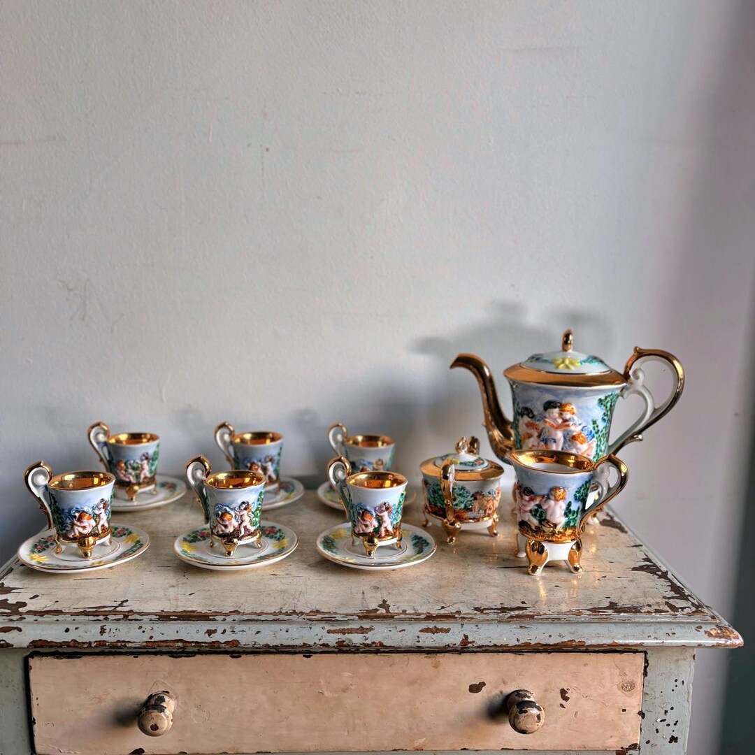 Vintage Capodimonte Coffee Set, Porcelain Collection, Home Decor ...