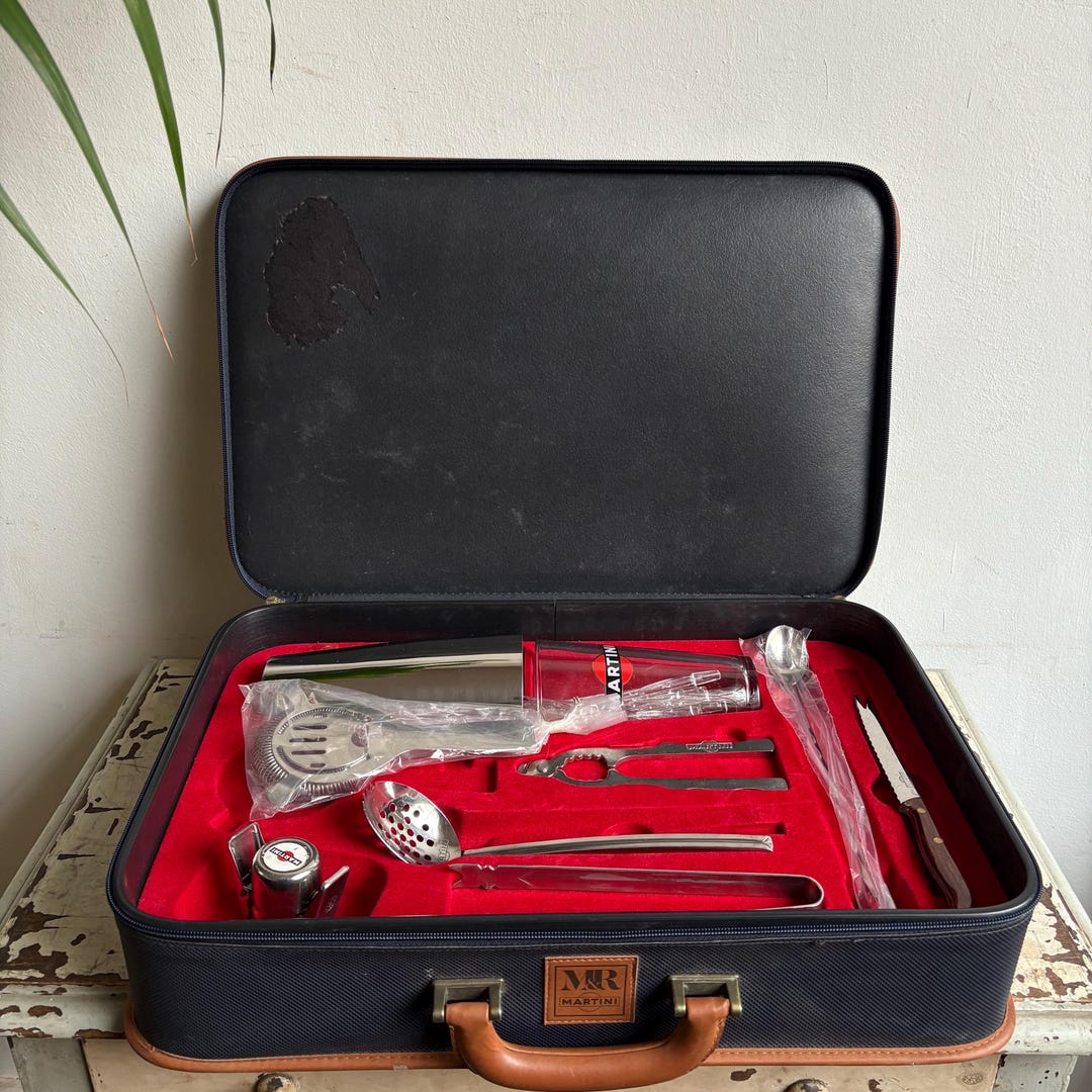Martini Vintage Cocktail Set, Metal Bar Tools, Mixology Shaker Kit ...