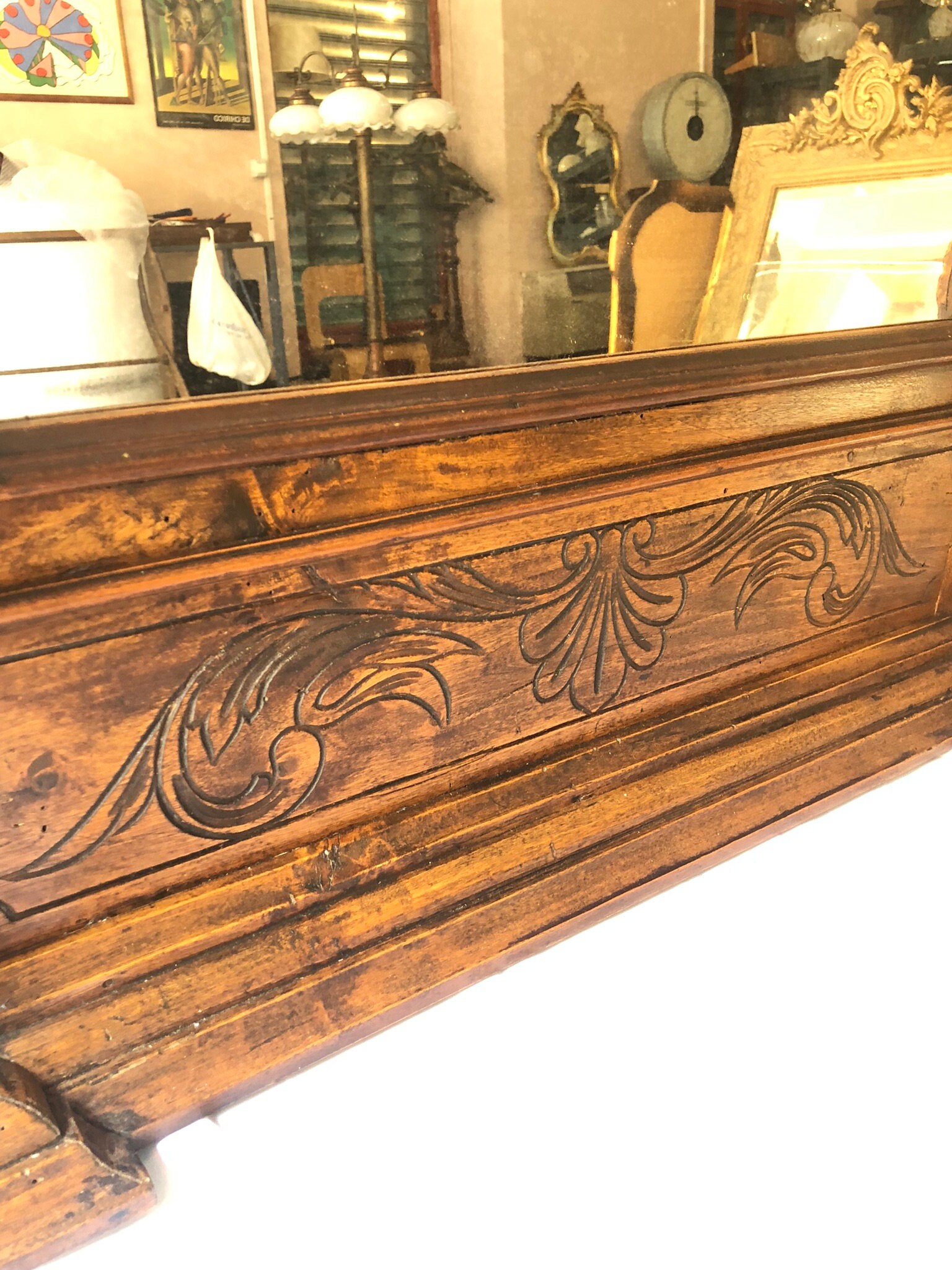 Antique Wood Mirror for Wall Decor, Vintage Home Accents, Handmade ...