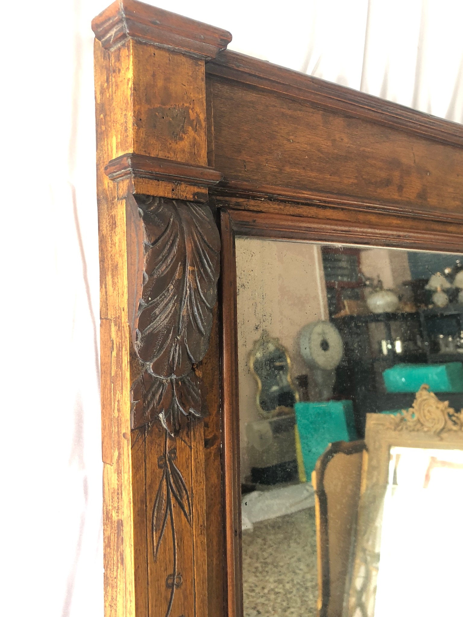 Antique Wood Mirror for Wall Decor, Vintage Home Accents, Handmade ...