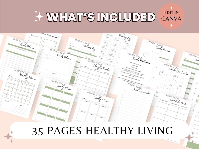 Healthy Living Journal Planner Wellness, Self-care Health Tracker ...