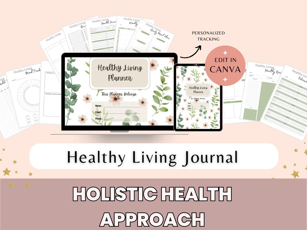 Healthy Living Journal Planner Wellness, Self-care Health Tracker ...