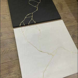 Kintsugi Wall Art, Two Piece Wall Art, Set of Two Wall Art, Minimal, Kintsugi Pottery, Asian ...
